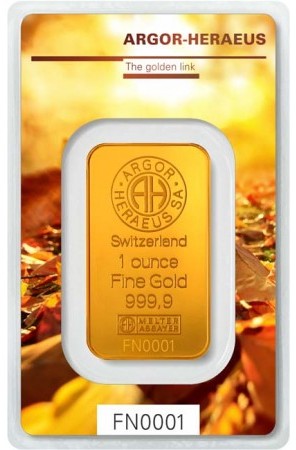 Gold Bar Argor Heraeus 1 oz 999.9/1000 (Autumn)